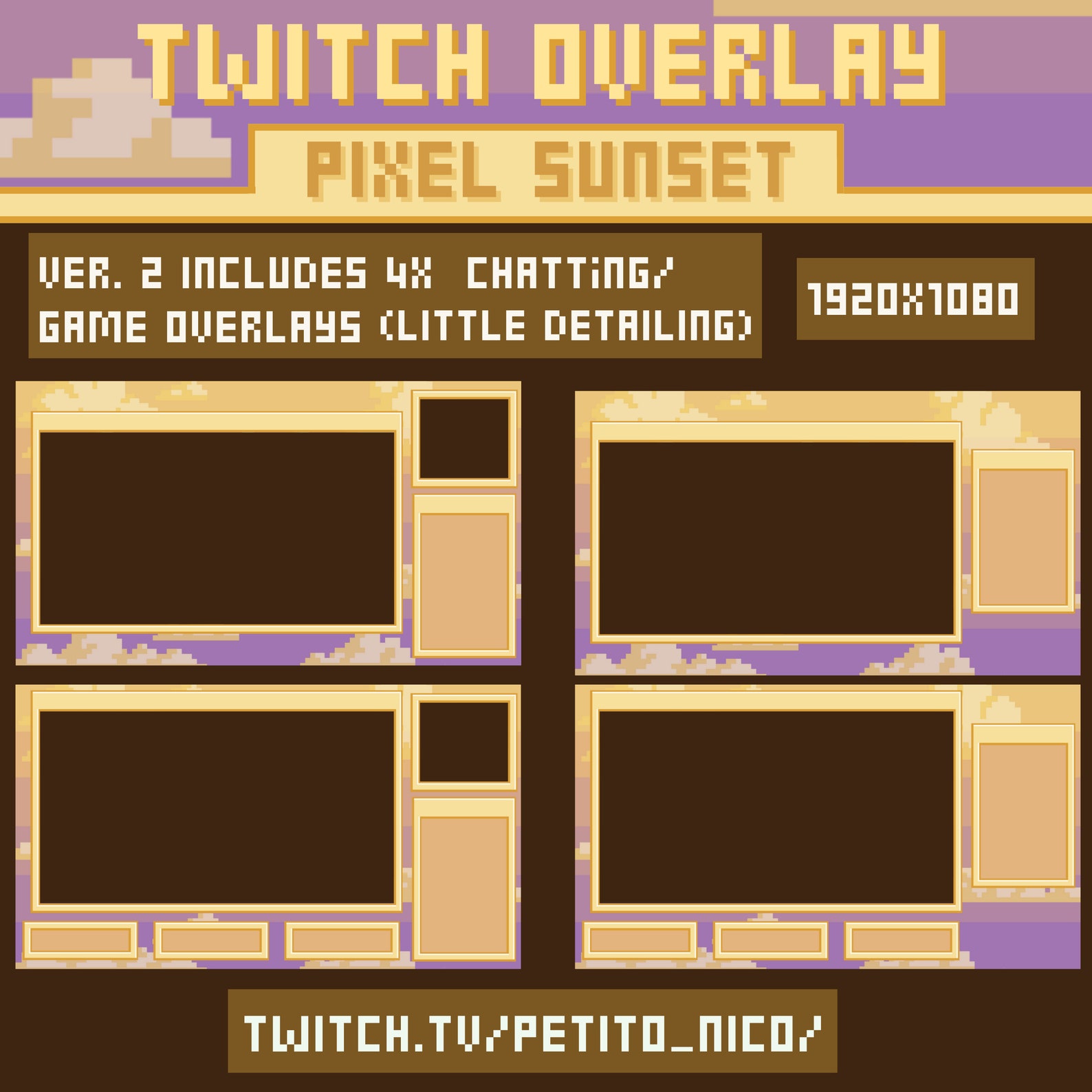 Pixel Sunset Stream Overlay | Animated | Customisable | Youtube/twitch ...