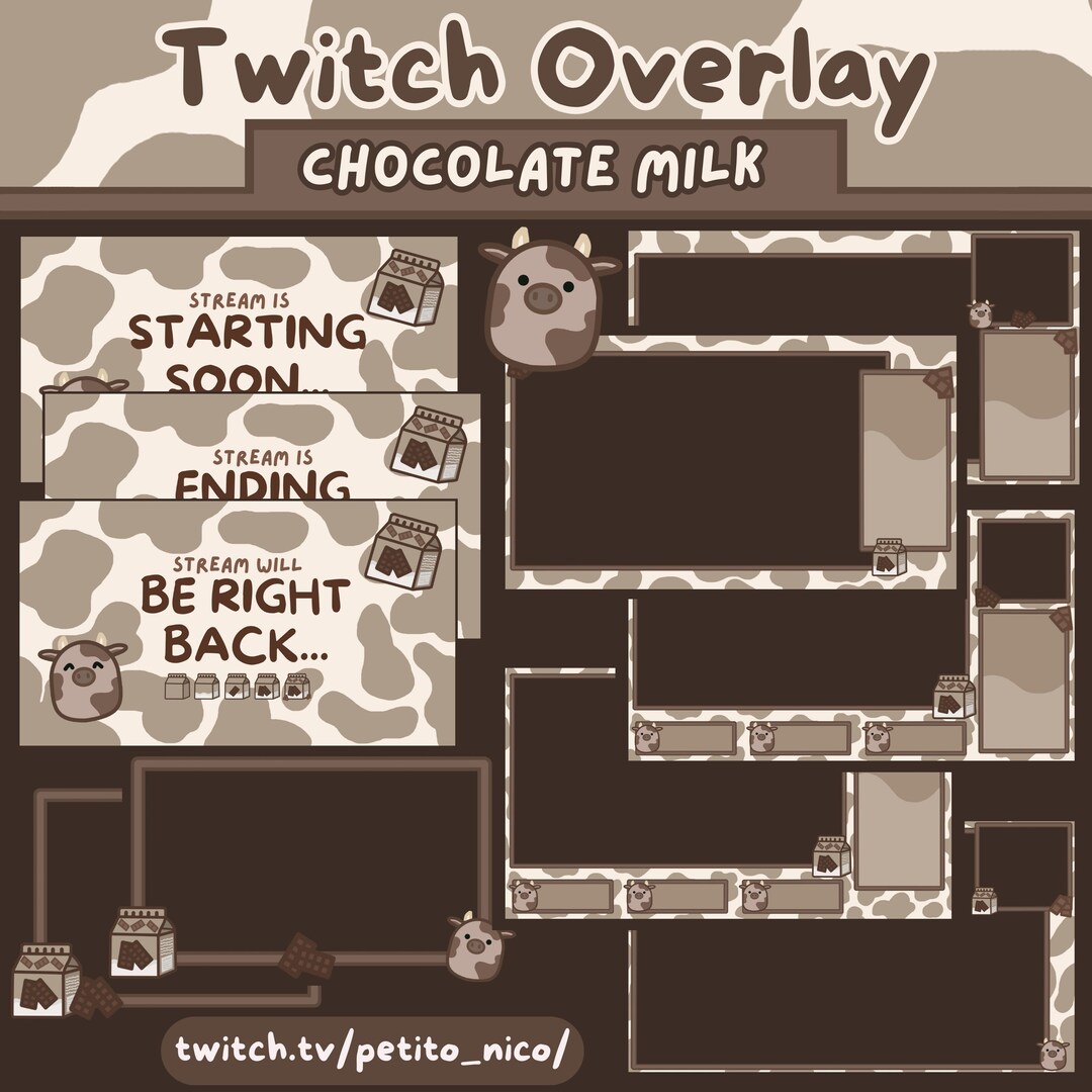 Chocolate Milk/cow Stream Overlay | Animated | Twitch/youtube - Etsy
