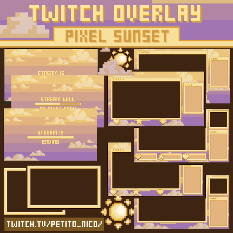 Pixel Sunset Stream Overlay | Animated | Customisable | Youtube/twitch ...