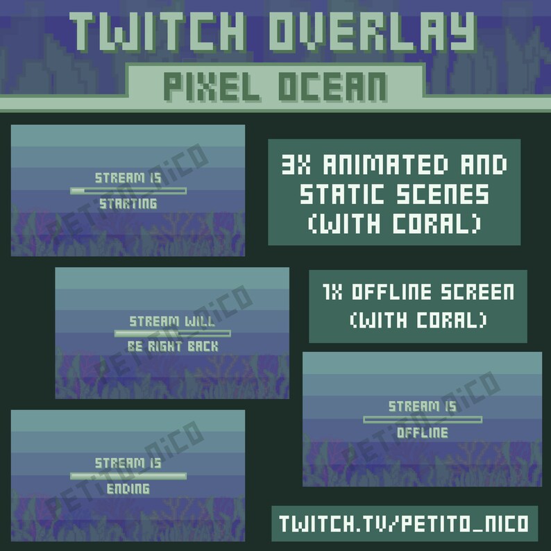 Pixel Ocean Stream Overlay Animated Customisable - Etsy
