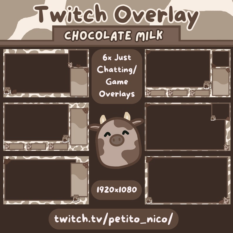 Chocolate Milk/cow Stream Overlay | Animated | Twitch/youtube - Etsy