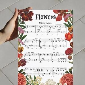Sheet Music "flowers" by Miley Cyrus. PDF Digital File. Two-page ...
