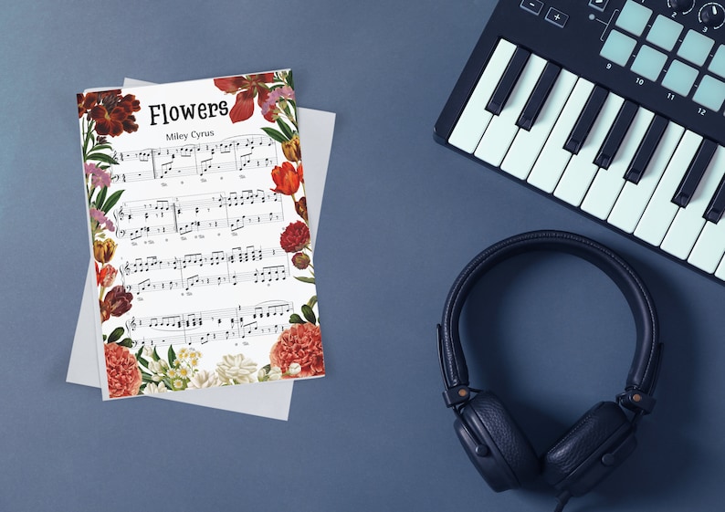Sheet Music flowers by Miley Cyrus. PDF Digital File. Two-page Colorful ...
