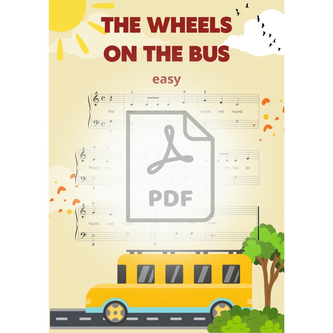 Piano Notes "the Wheels on the Bus" -- PDF Digital File for Kids and ...