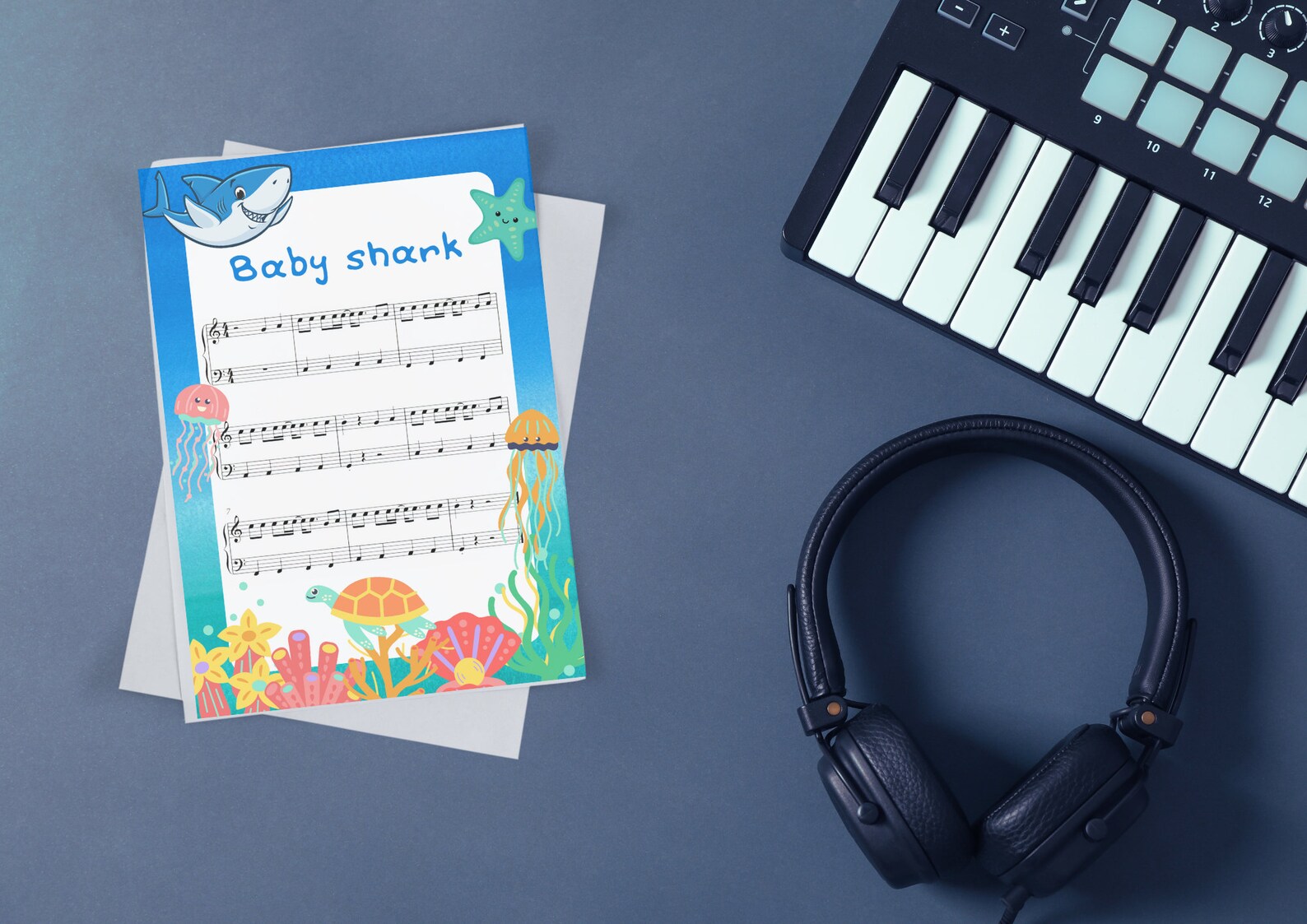 Piano Music Very Easy "baby Shark" for Kids - Colorful Funny Song for ...