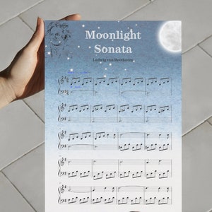 Piano Notes Beethoven's "moonlight Sonata" Adapive Simple Easy Version ...