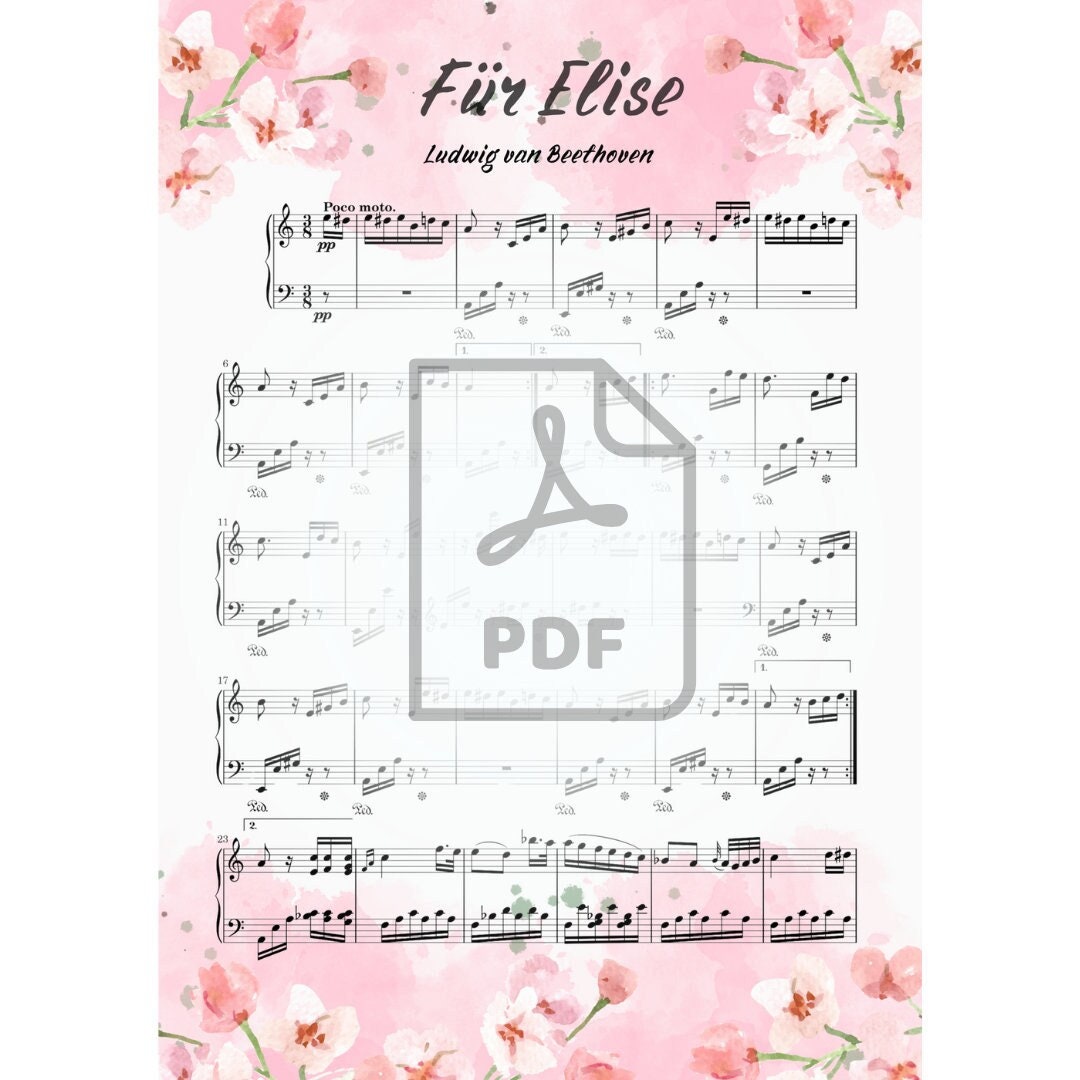 Piano Notes "fur Elise" by Ludwig Van Beethoven - PDF Sheet Music 4 ...