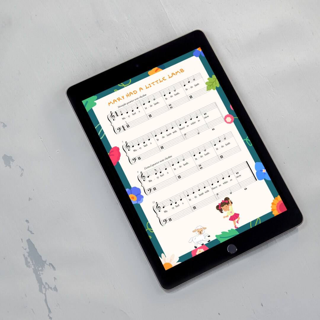 Piano Notes mary Had a Little Lamb Easy PDF Song Digital File for Kids ...
