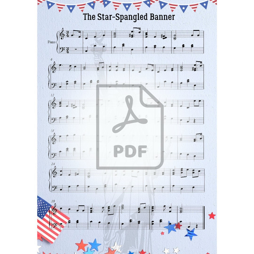 Sheet Music "the Star-spangled Banner" PDF Anthem - Instant Download ...