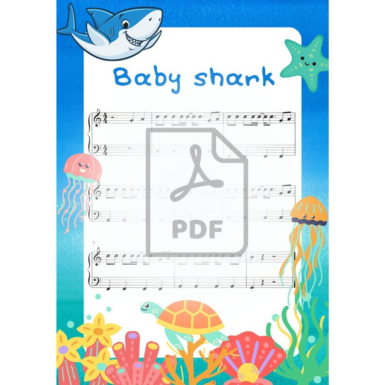Piano Music Very Easy "baby Shark" for Kids - Colorful Funny Song for ...