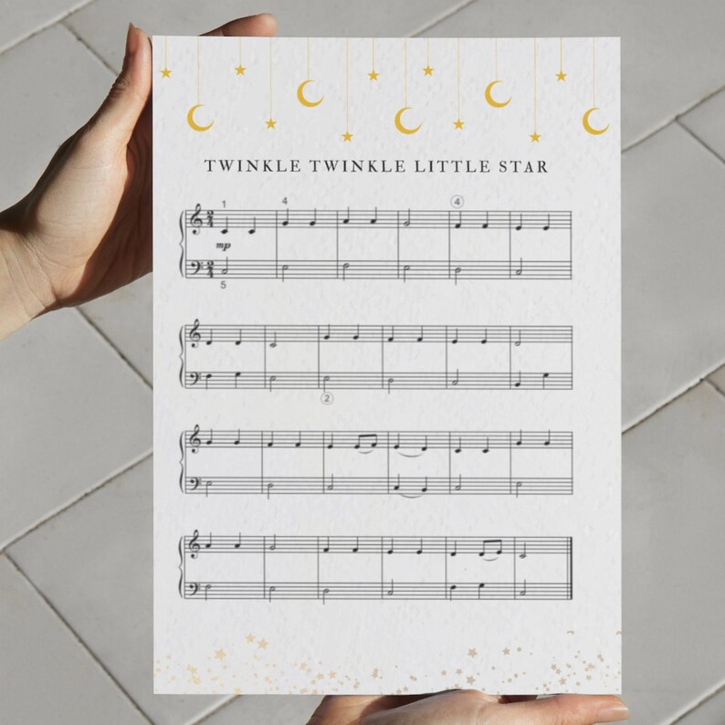 Piano Sheet Music "twinkle Twinkle Little Star" for Kids. PDF File for ...