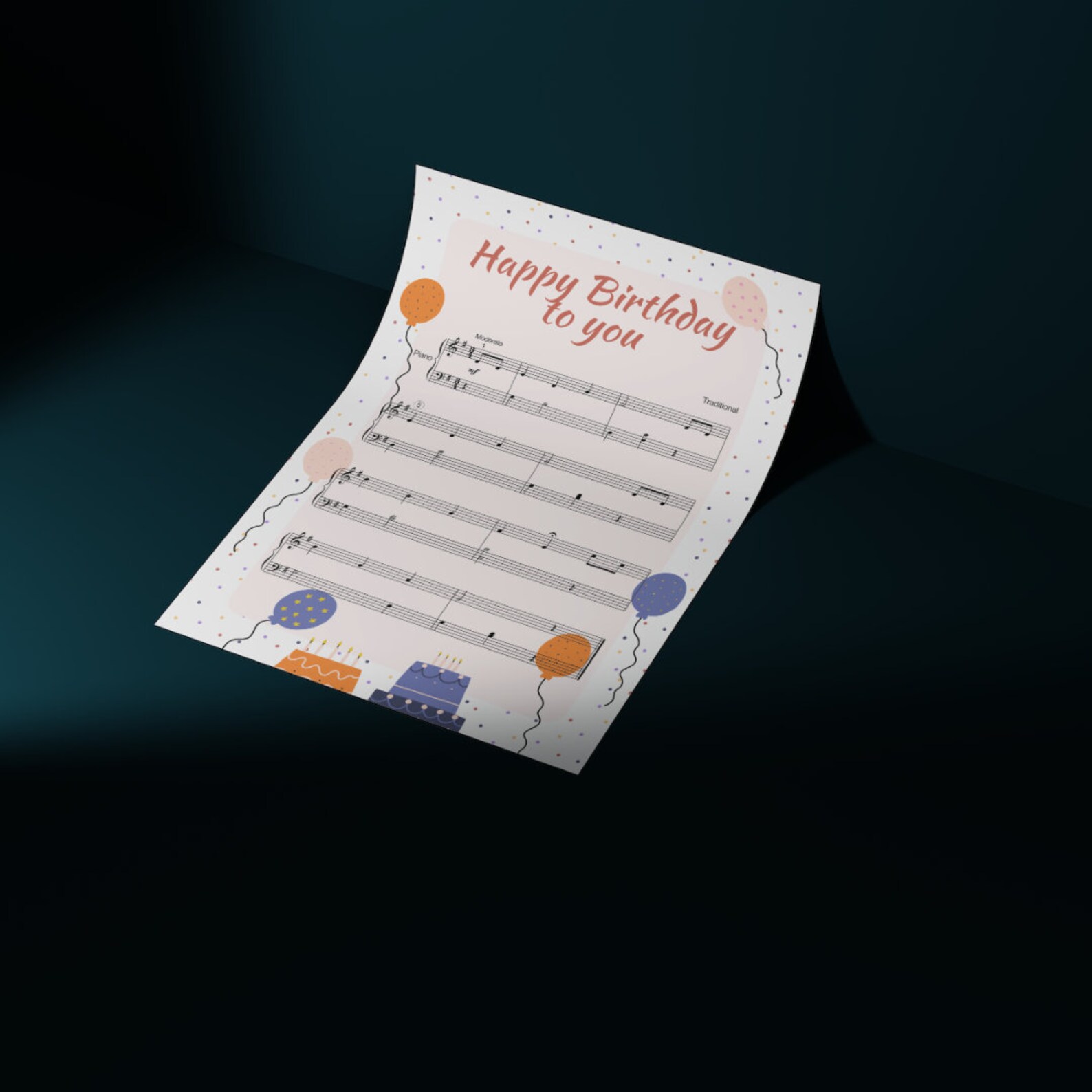 Sheet Music HAPPY BIRTHDAY Printable Song. Easy Bright Sheet Music. PDF ...