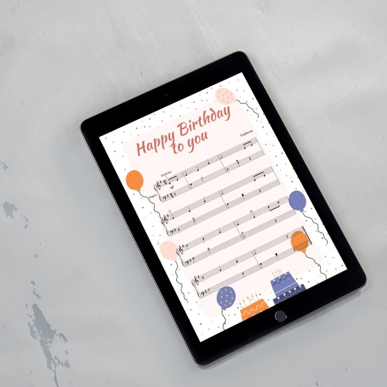 Sheet Music HAPPY BIRTHDAY Printable Song. Easy Bright Sheet Music. PDF ...