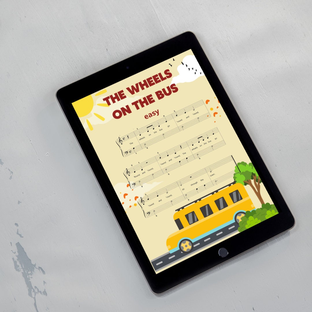 Piano Notes "the Wheels on the Bus" -- PDF Digital File for Kids and ...