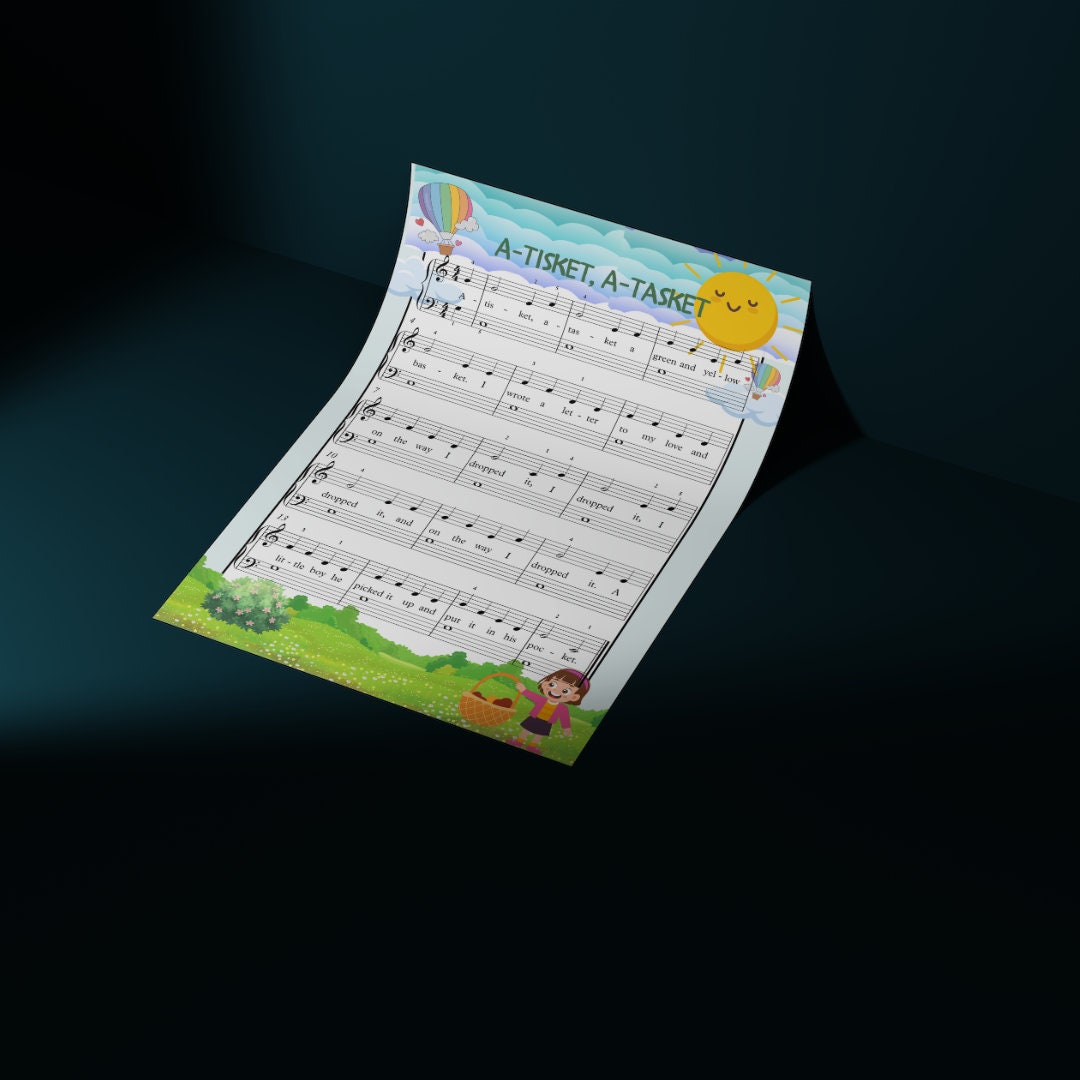 Piano Song a-tisket A-tasket. Easy Sheet Music for Beginners & Kids ...