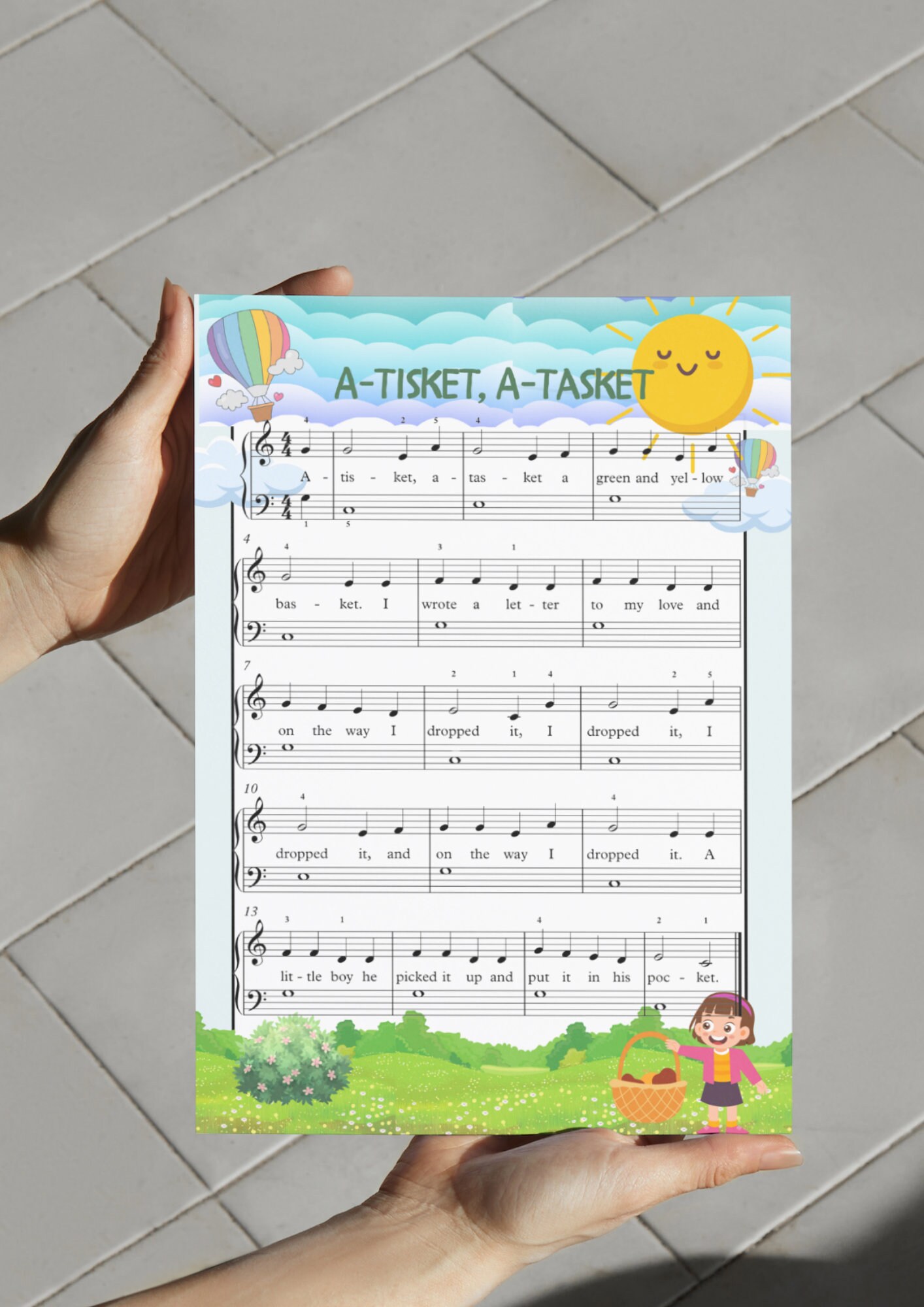Piano Song a-tisket A-tasket. Easy Sheet Music for Beginners & Kids ...