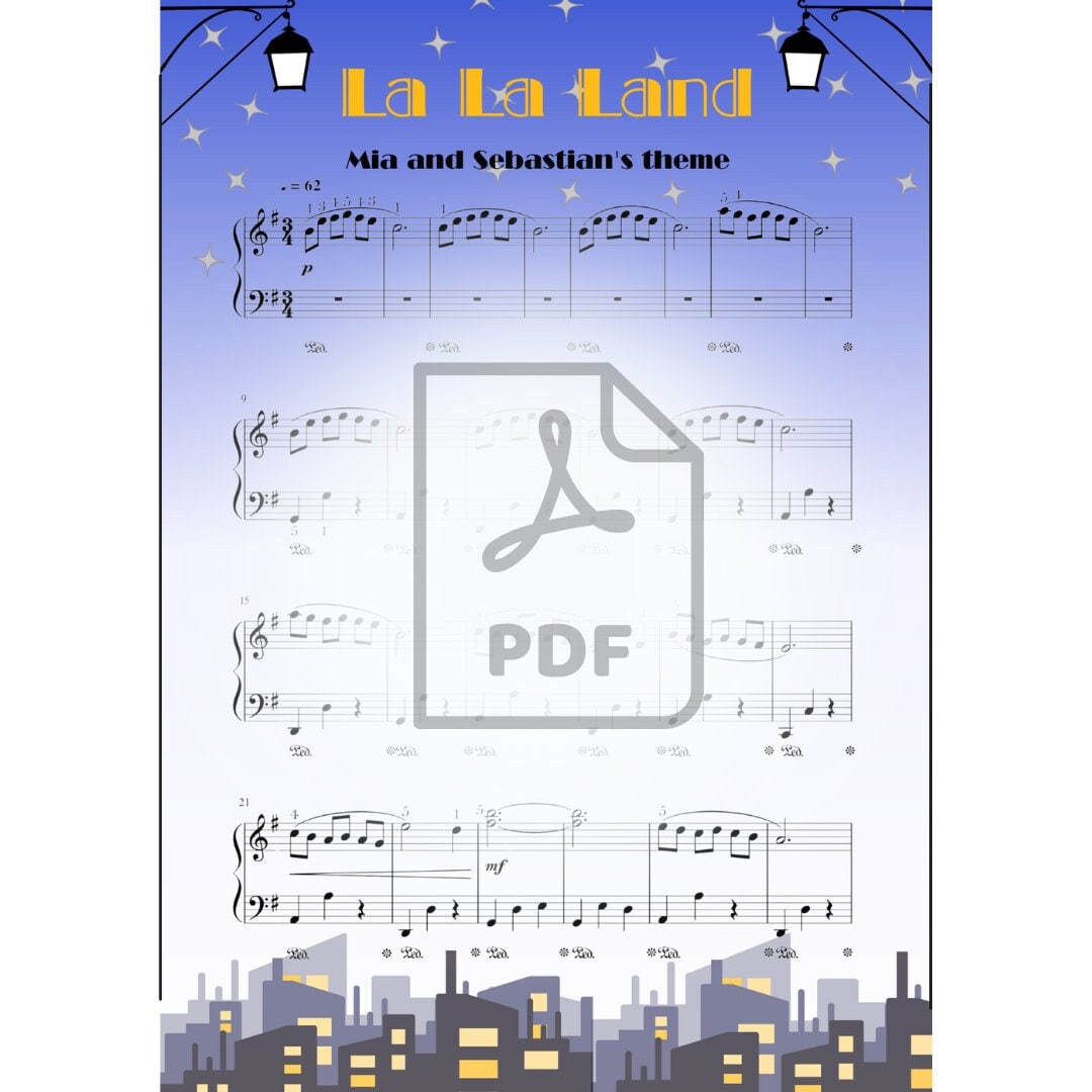 Piano Music "la La Land' Easy -- PDF Digital File for Beginner ...