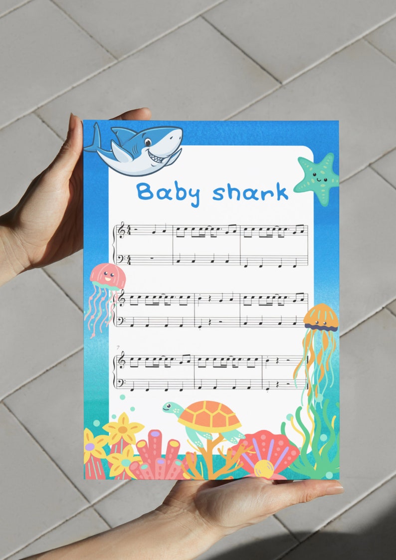 Piano Music Very Easy "baby Shark" for Kids - Colorful Funny Song for ...