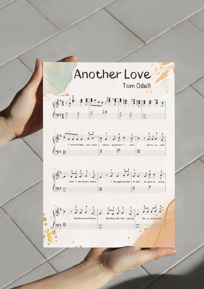 Tom Odell 'another Love' Easy Piano Sheet Music With Lyrics - PDF, Two ...