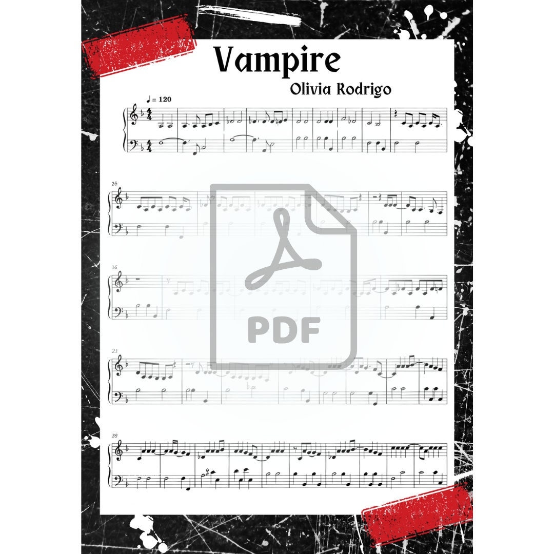 Olivia Rodrigo - Vampire Sheet Music PDF | 3 Pages | Colorful ...