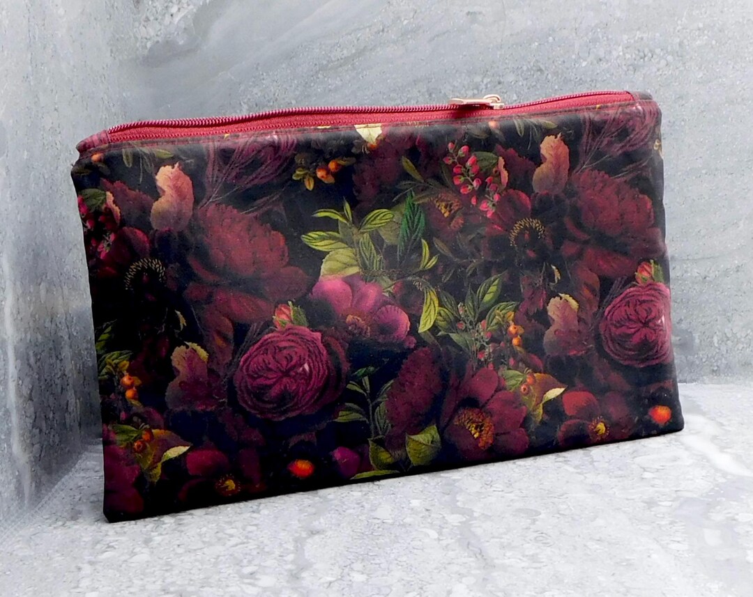 Dark Cottagecore Floral Zipper Pouch, Gothic Garden Makeup Bag - Etsy