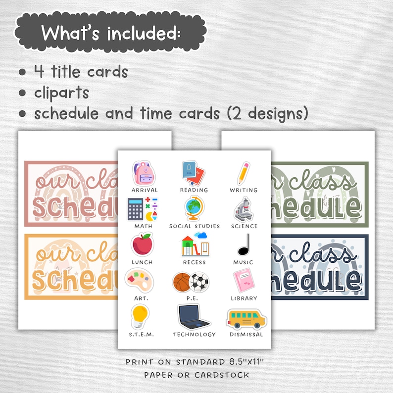 Classroom Schedule Cards, Schedule Display, Editable, Rainbow - Etsy