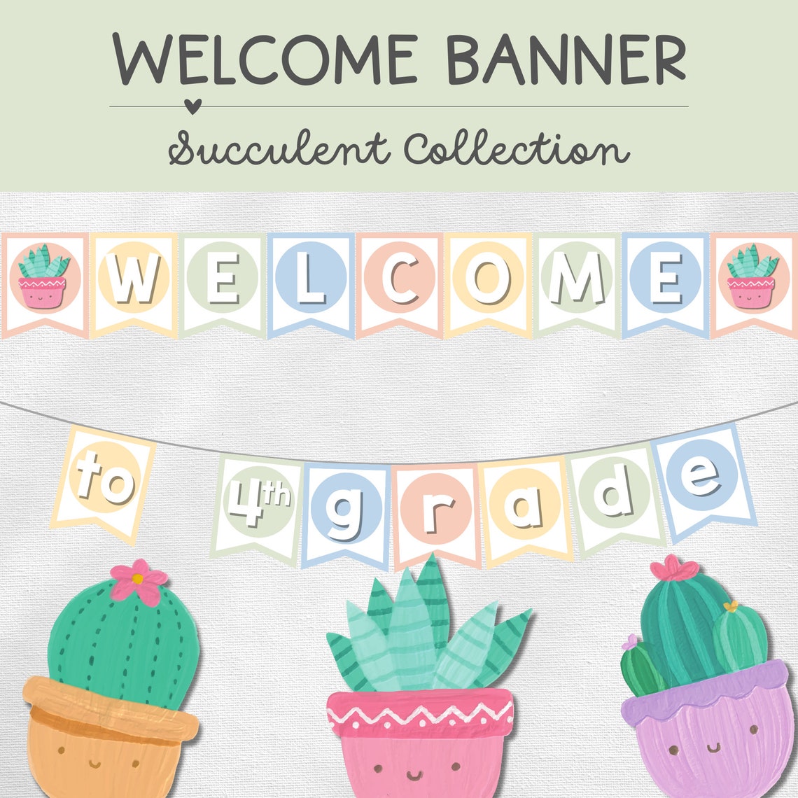 Classroom Welcome Banner, Classroom Decor, Printable, Succulent - Etsy