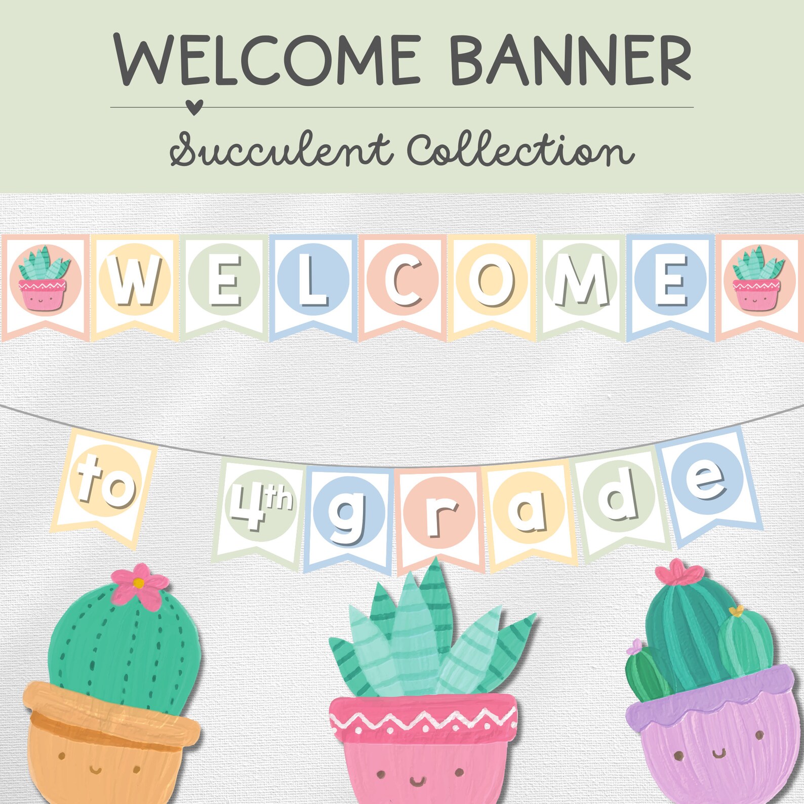 Classroom Welcome Banner, Classroom Decor, Printable, Succulent - Etsy