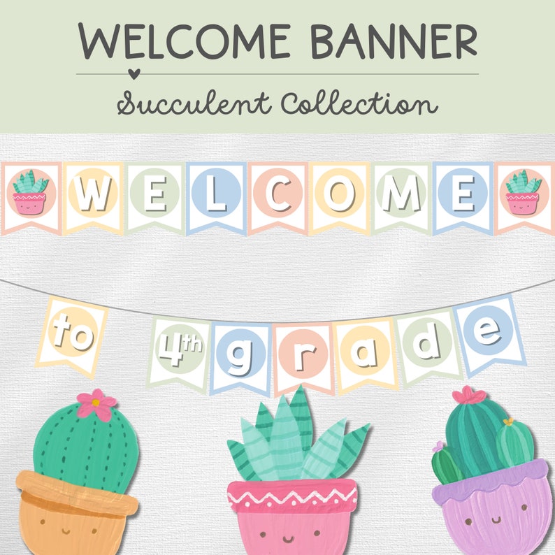 Classroom Welcome Banner, Classroom Decor, Printable, Succulent - Etsy