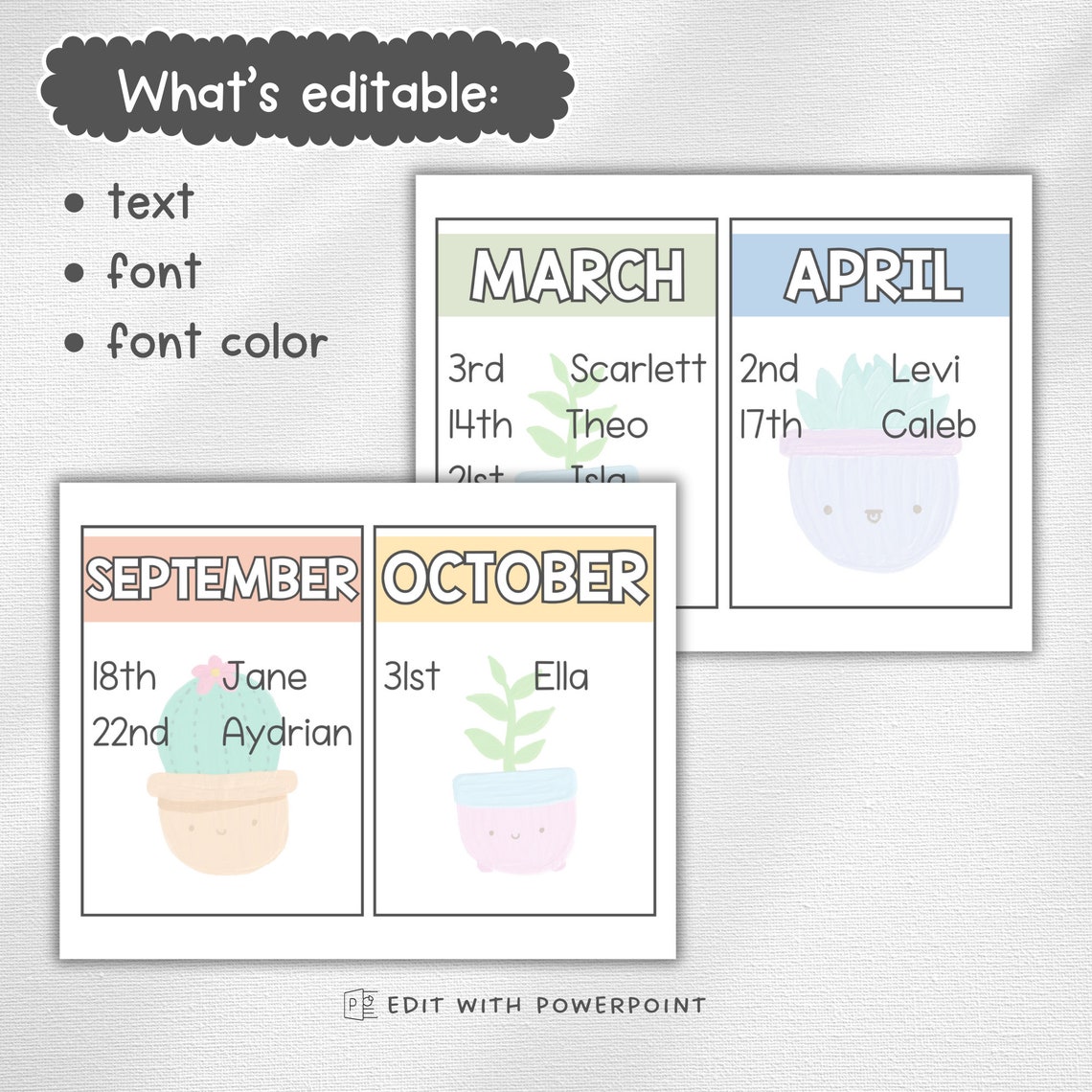 Classroom Birthday Display, Birthday Bulletin Board, Editable ...