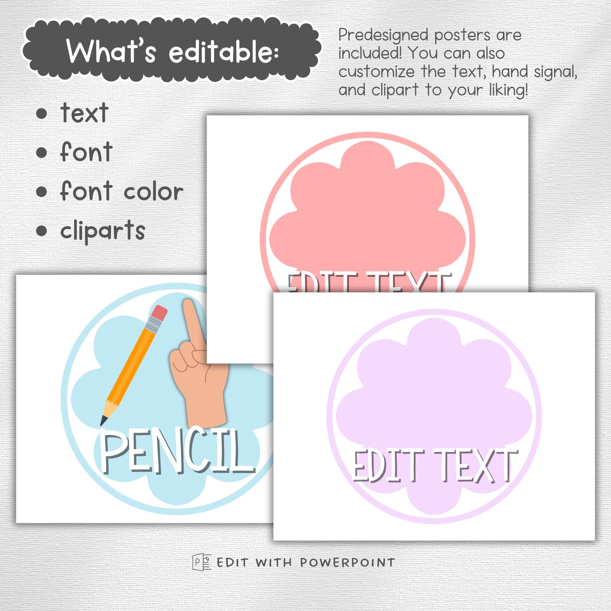 Hand Signals Poster, Classroom Management, Editable - Etsy