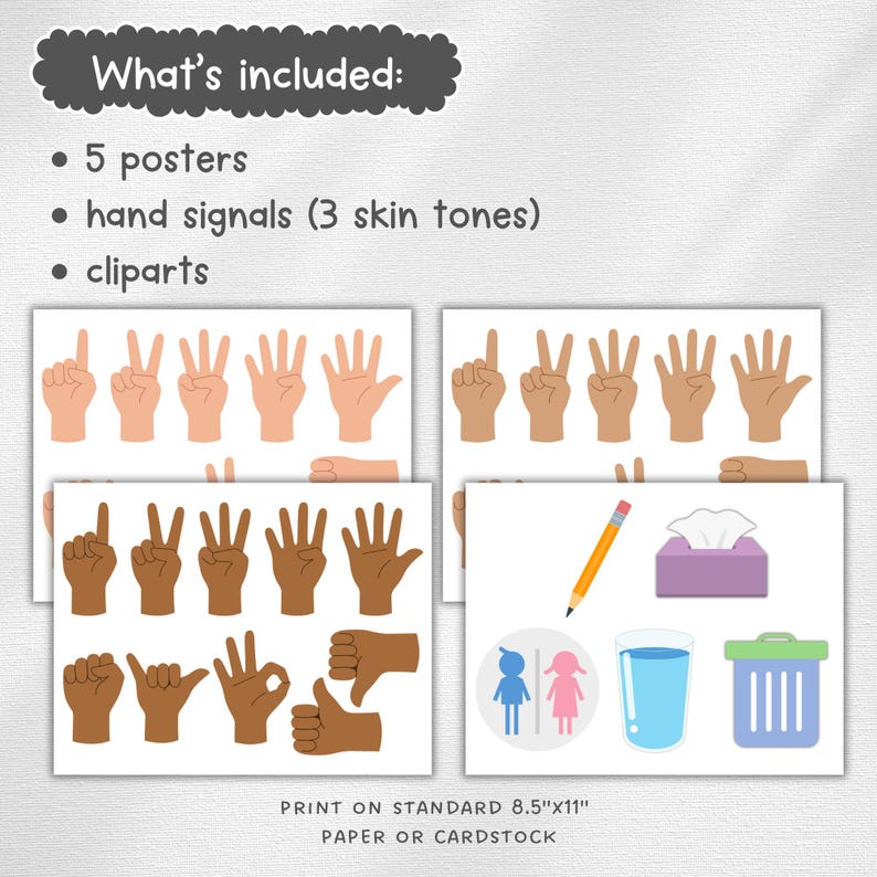 Hand Signals Poster, Classroom Management, Editable - Etsy