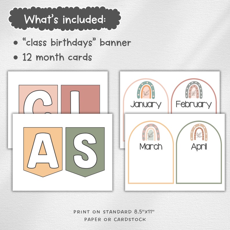 Classroom Birthday Display, Birthday Bulletin Board, Editable, Rainbow ...