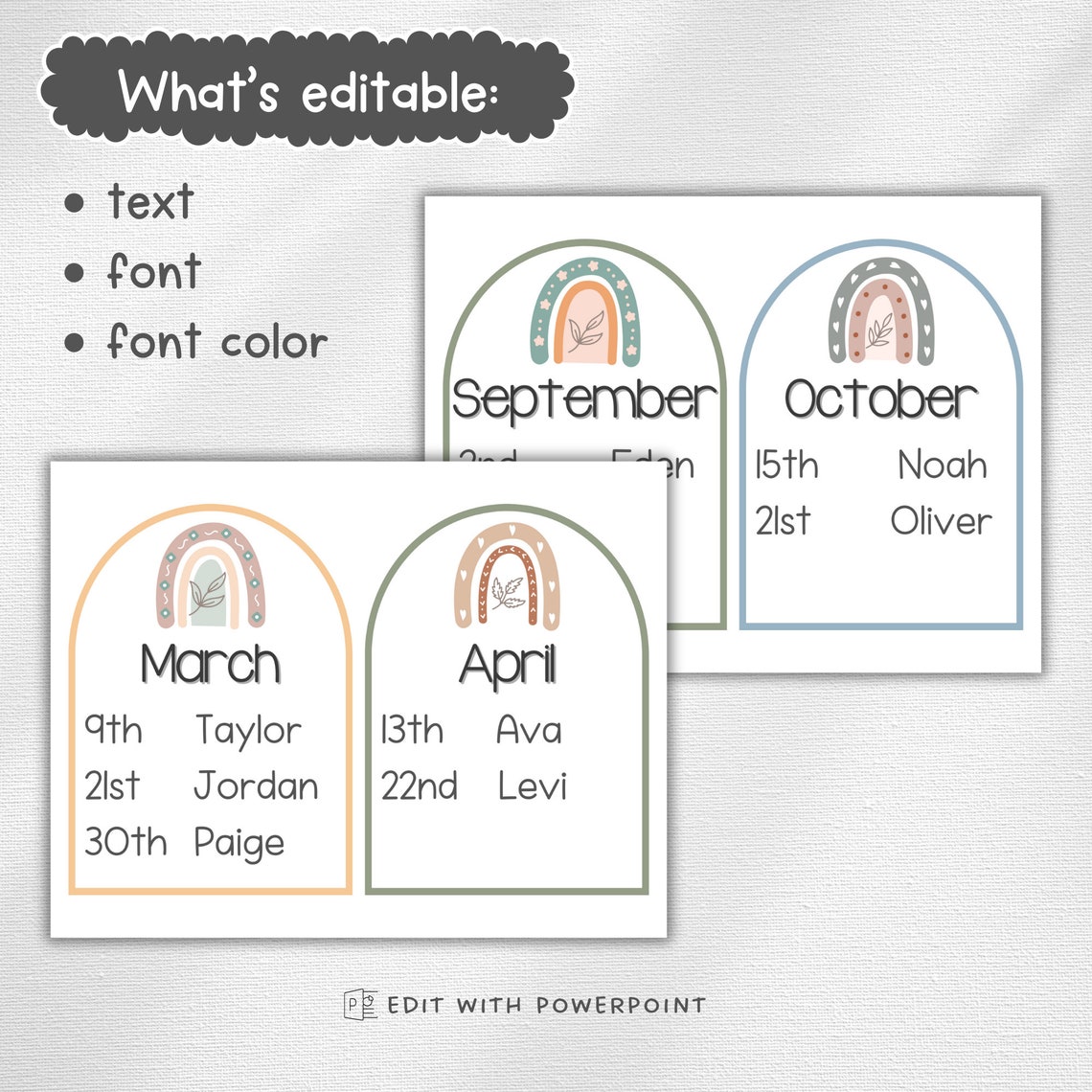 Classroom Birthday Display, Birthday Bulletin Board, Editable, Rainbow ...