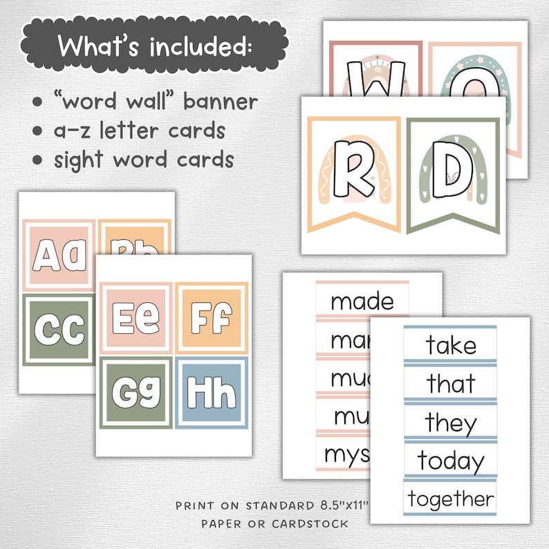 Classroom Word Wall, Sight Words Display, Editable, Rainbow - Etsy