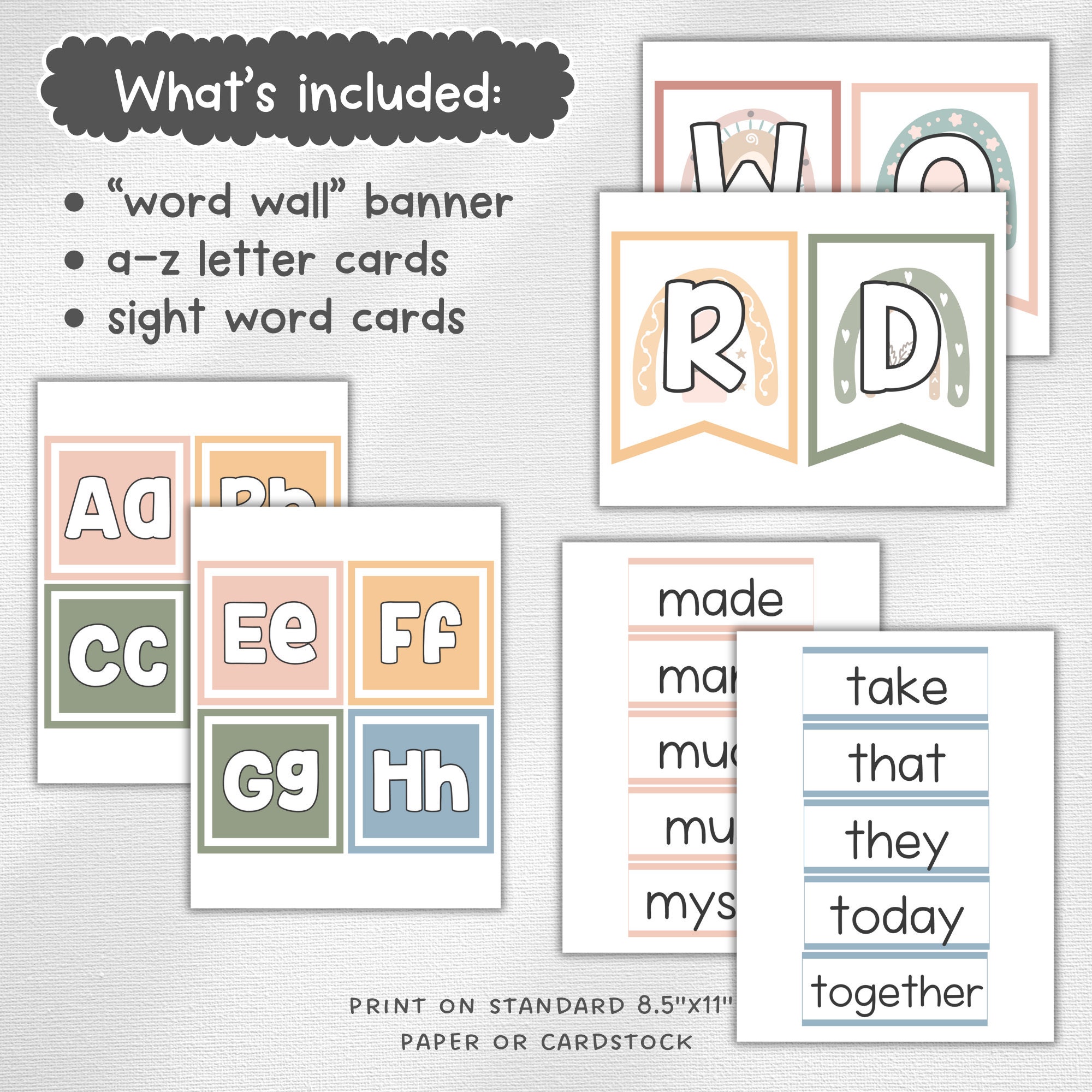 Classroom Word Wall, Sight Words Display, Editable, Rainbow - Etsy