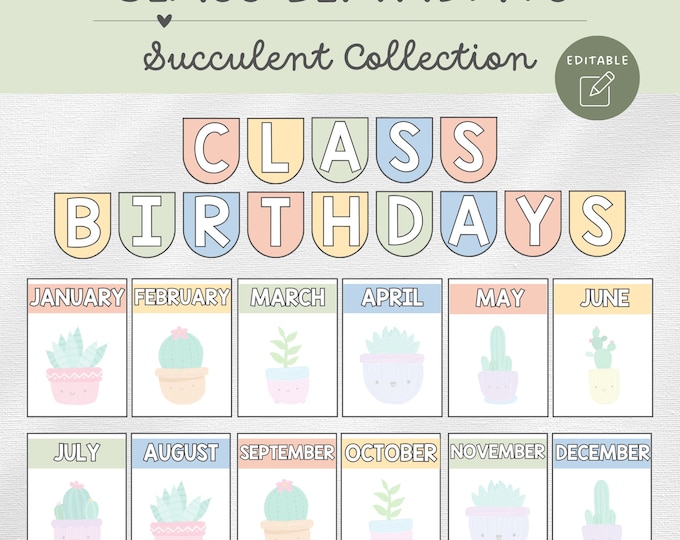 SVG Succulent Print and Cut School Birthday Board, DIY Kit for ...