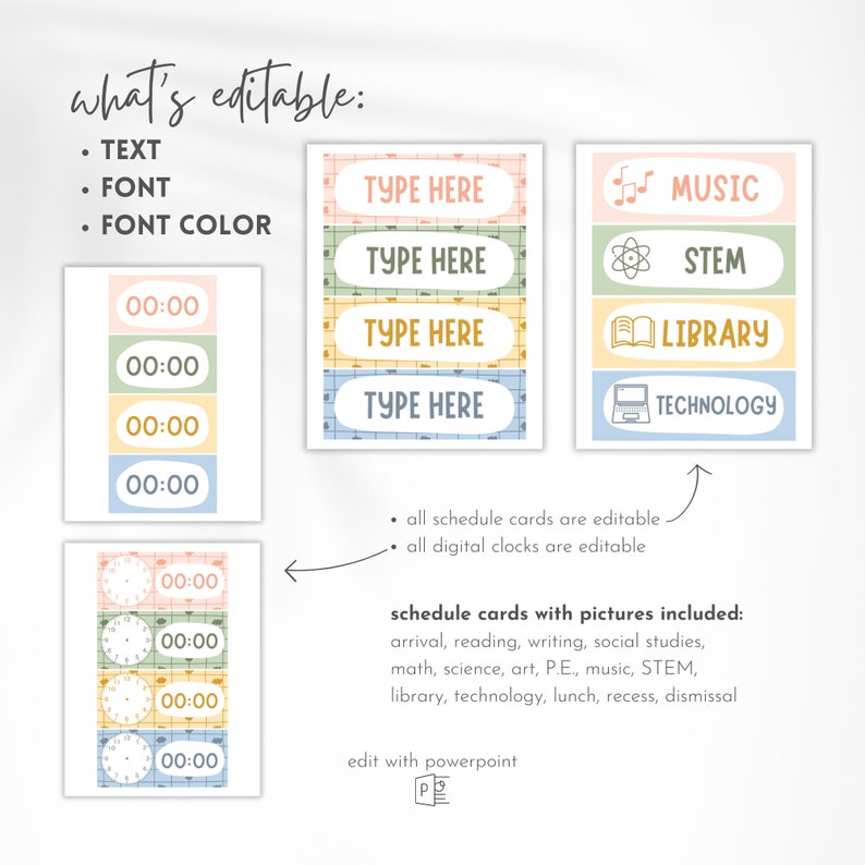 Classroom Schedule Cards, Schedule Display, Editable, Classroom ...