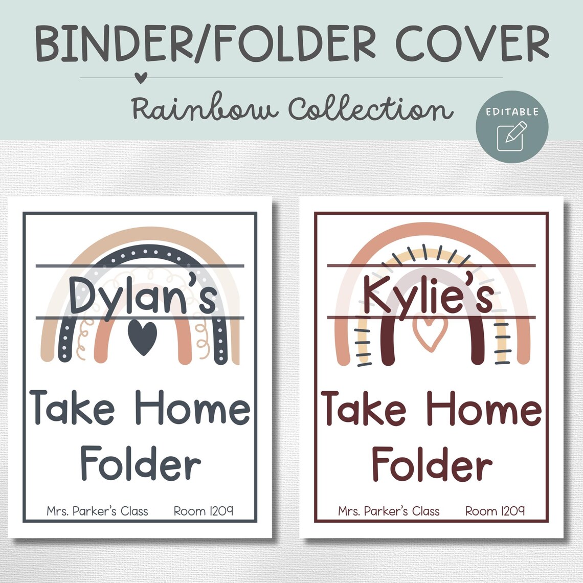 Binder/folder Cover, Editable, Rainbow - Etsy