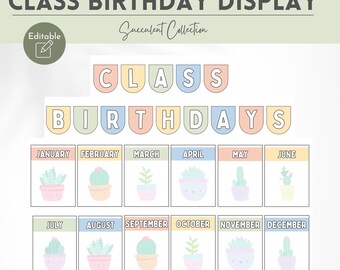 Plants Birthday Bulletin Board Kit Succulents Birthday Display Bulletin ...