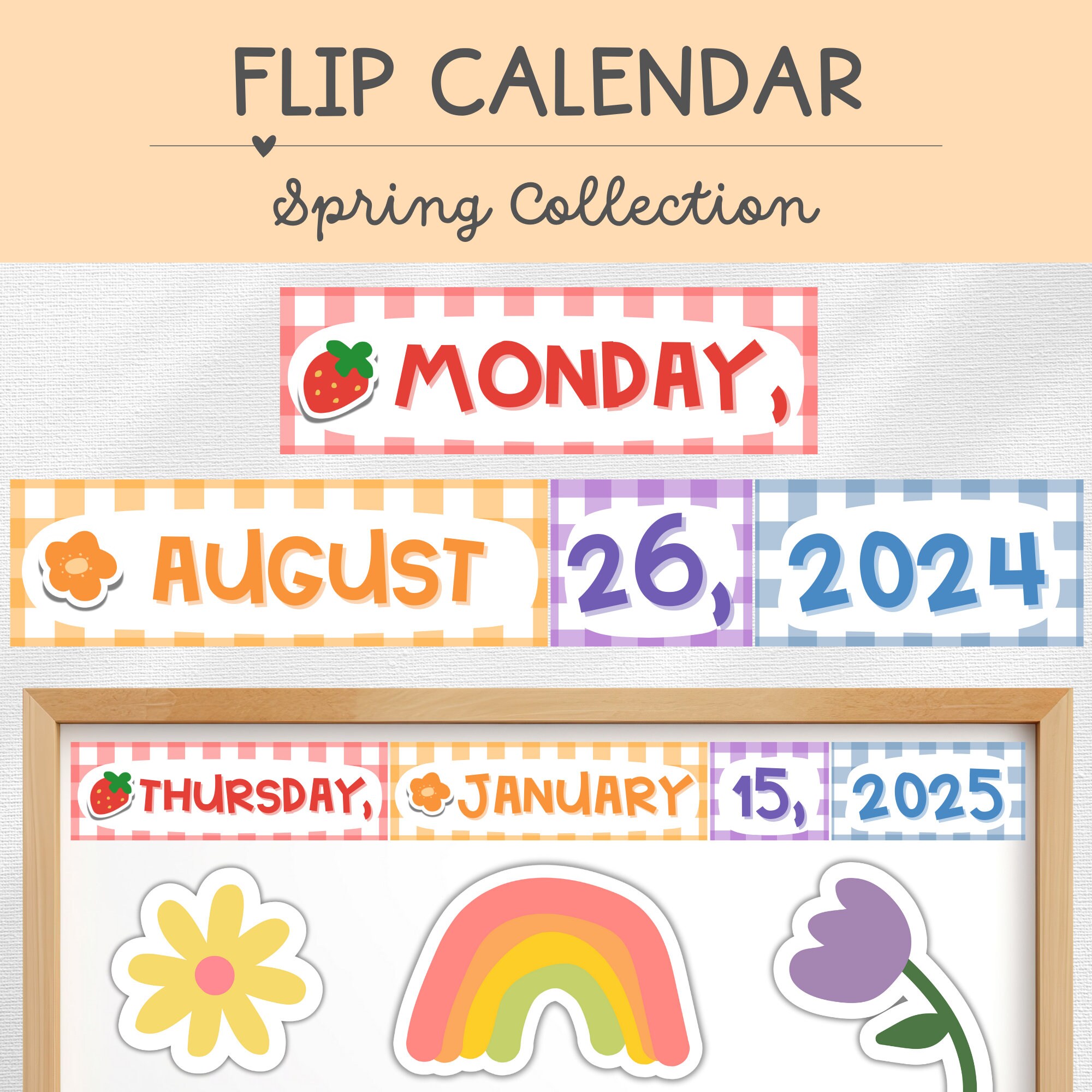 Classroom Flip Calendar, Classroom Decor, Printable, Spring - Etsy