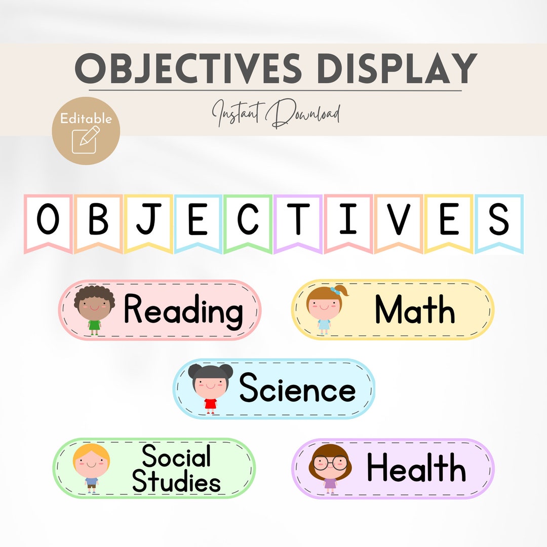 Objectives Display, Focus Wall Display, Objective Board, Editable - Etsy