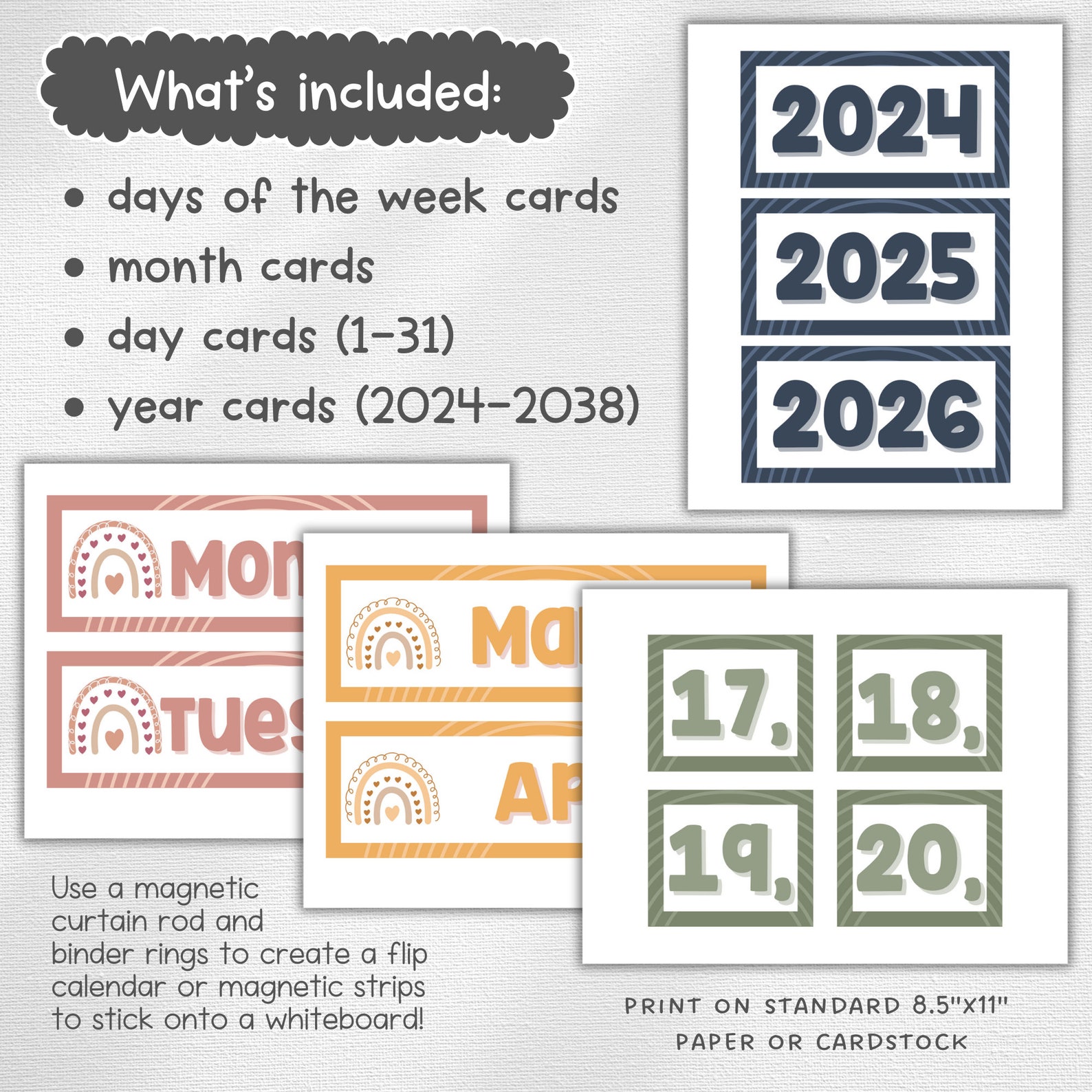 Classroom Flip Calendar, Classroom Decor, Printable, Rainbow - Etsy