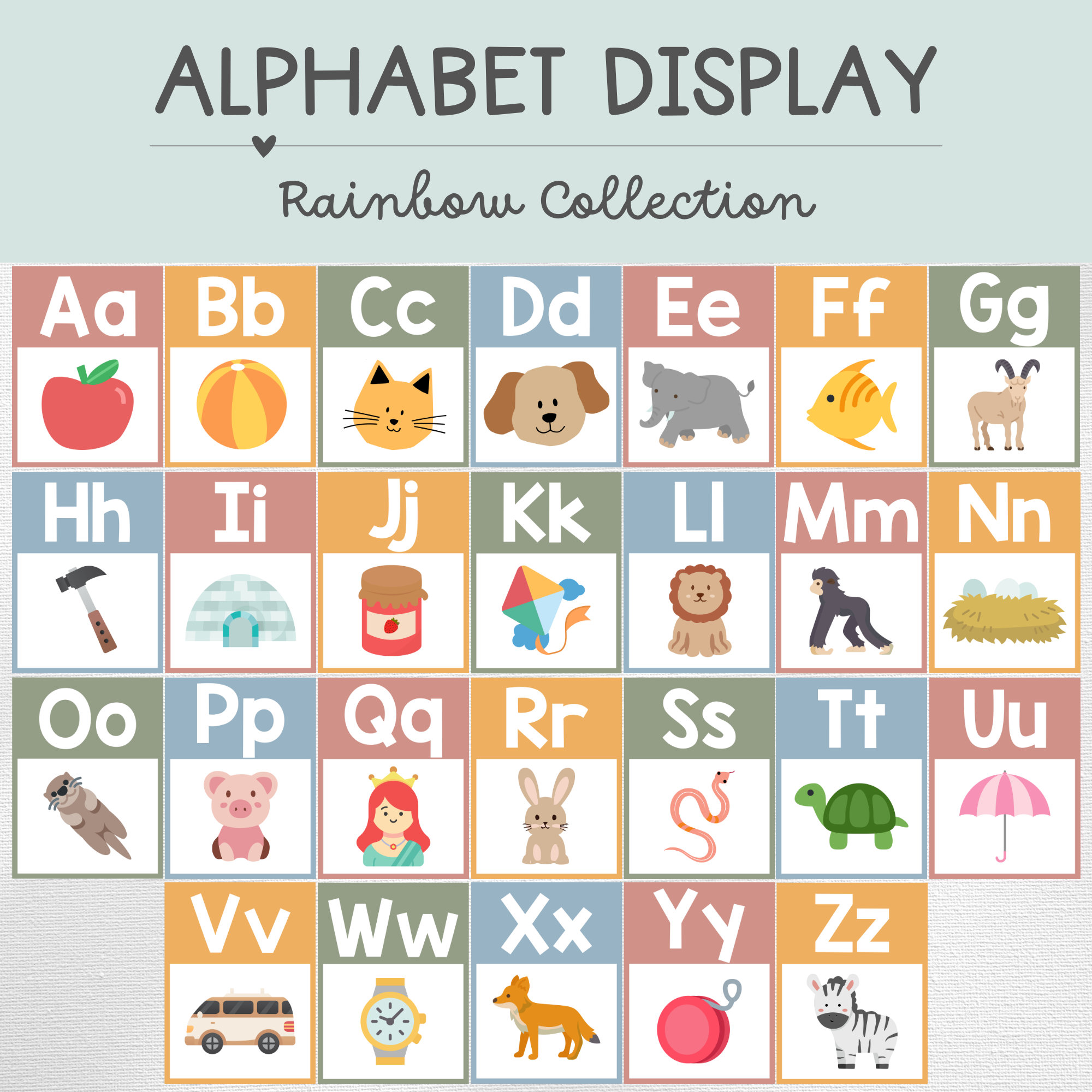 Alphabet Display, Alphabet Poster, Alphabet Cards, Classroom Decor ...
