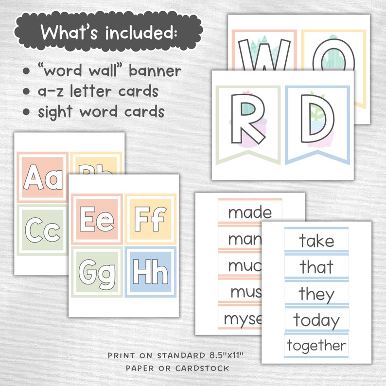 Classroom Word Wall, Sight Words Display, Editable, Succulent - Etsy