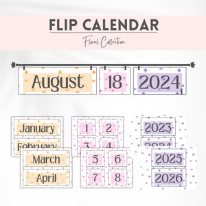 Classroom Flip Calendar, Classroom Decor, Printable, Floral - Etsy