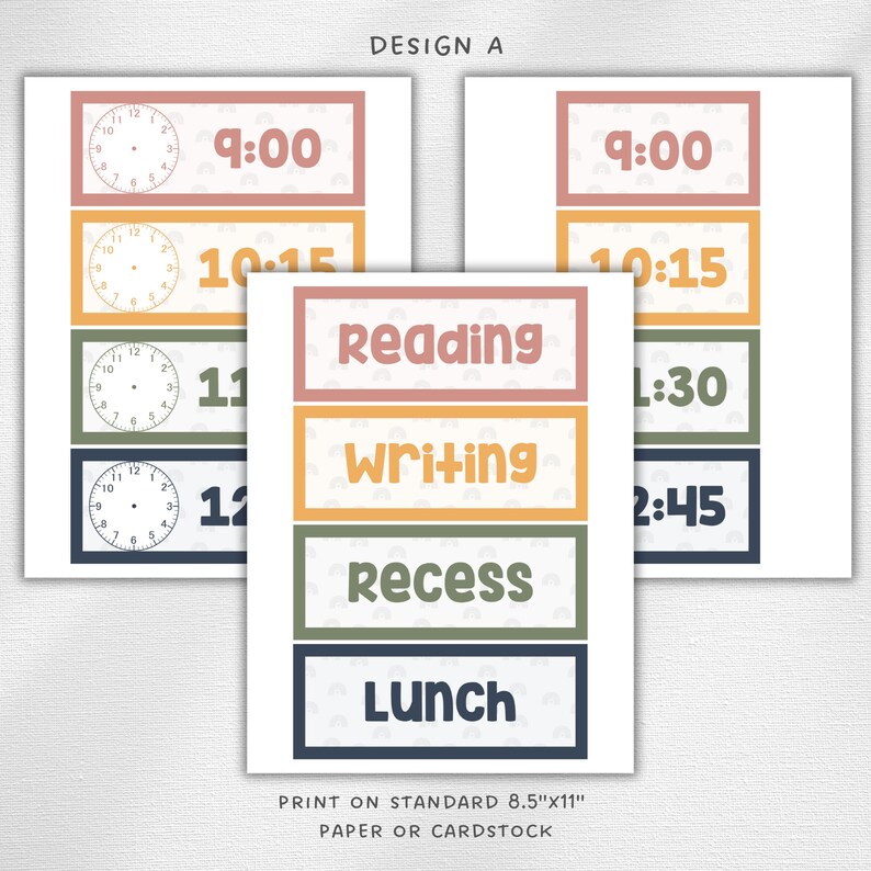 Classroom Schedule Cards, Schedule Display, Editable, Rainbow - Etsy