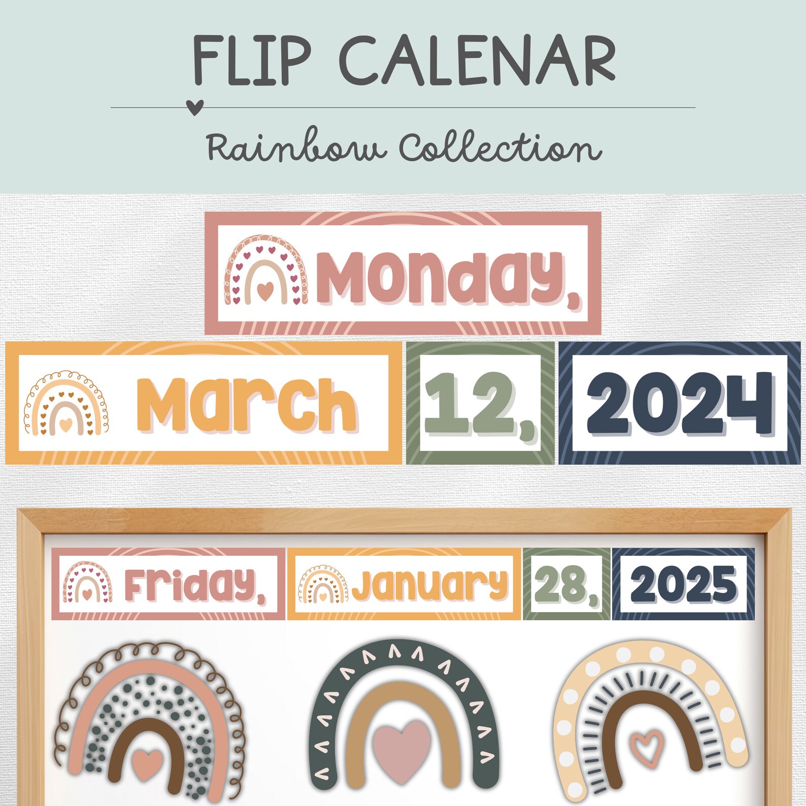 Classroom Flip Calendar, Classroom Decor, Printable, Rainbow - Etsy
