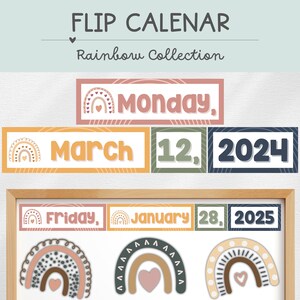 Classroom Flip Calendar, Classroom Decor, Printable, Rainbow - Etsy