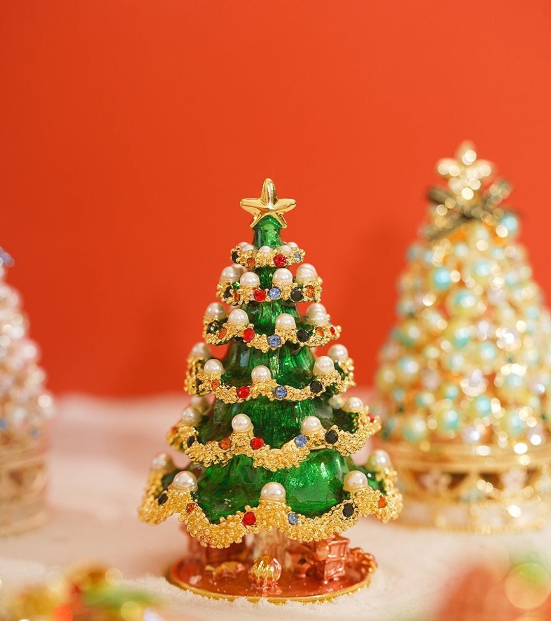 Enamel Jewelry Box Tree Shaped Small Jewelry Organizer Holiday - Etsy